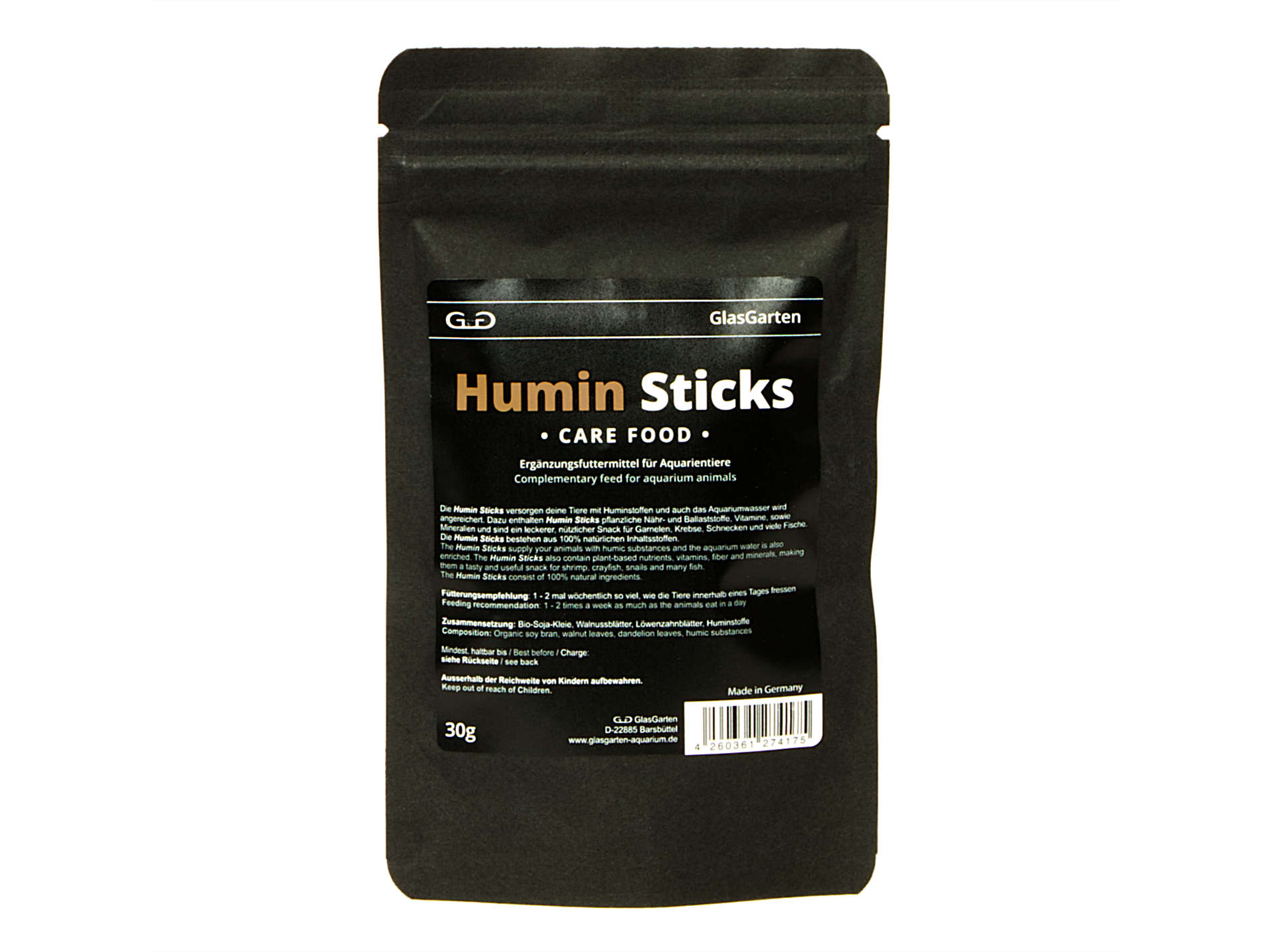 GlasGarten Humin Sticks - Care Food - Shrimp Feed plus humic acid ...